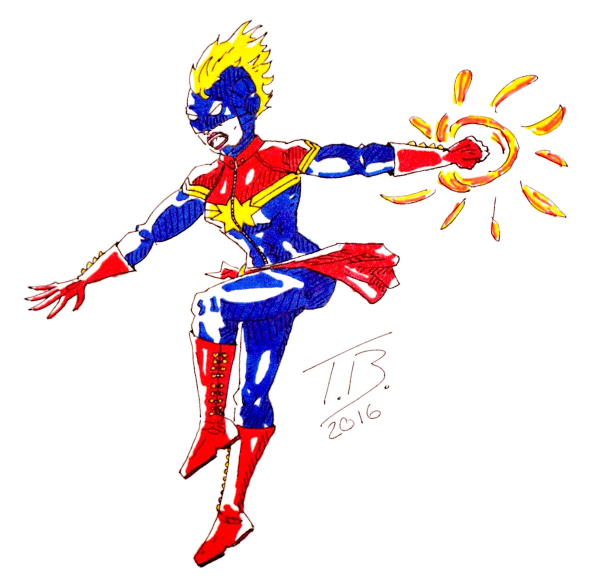 Captain Marvel Ink Drawing : r/Captain_Marvel