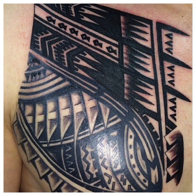 Tribal Warrior Chest Tattoos