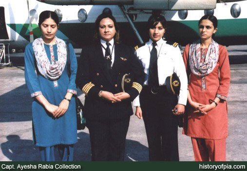 PIA's first all women crew flight PK-623 in 2006. Capt Ayesha, FO Sadia ...