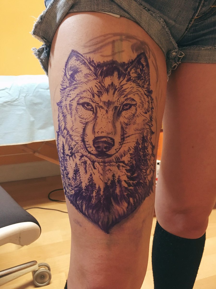 Wolf Stencil Tattoo
