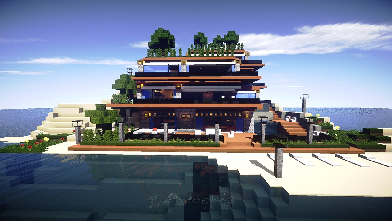 Minecraft Modern Beach Mansion Modern Beach House Minecraft Map
