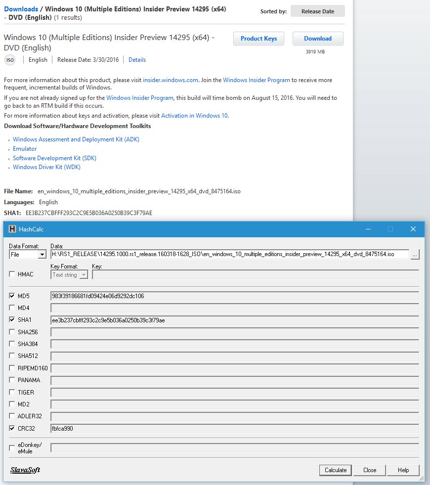 🔮WZor👁️ on Twitter: "MSDN: Windows 10 (Multiple Editions) Insider Preview 14295 (x64) - DVD ...