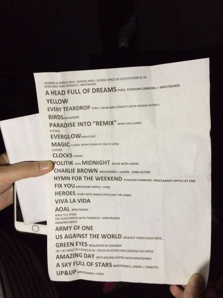 Setlist for tonight : r/Coldplay