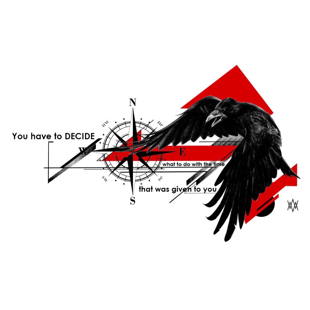 Geometric Crow Tattoo