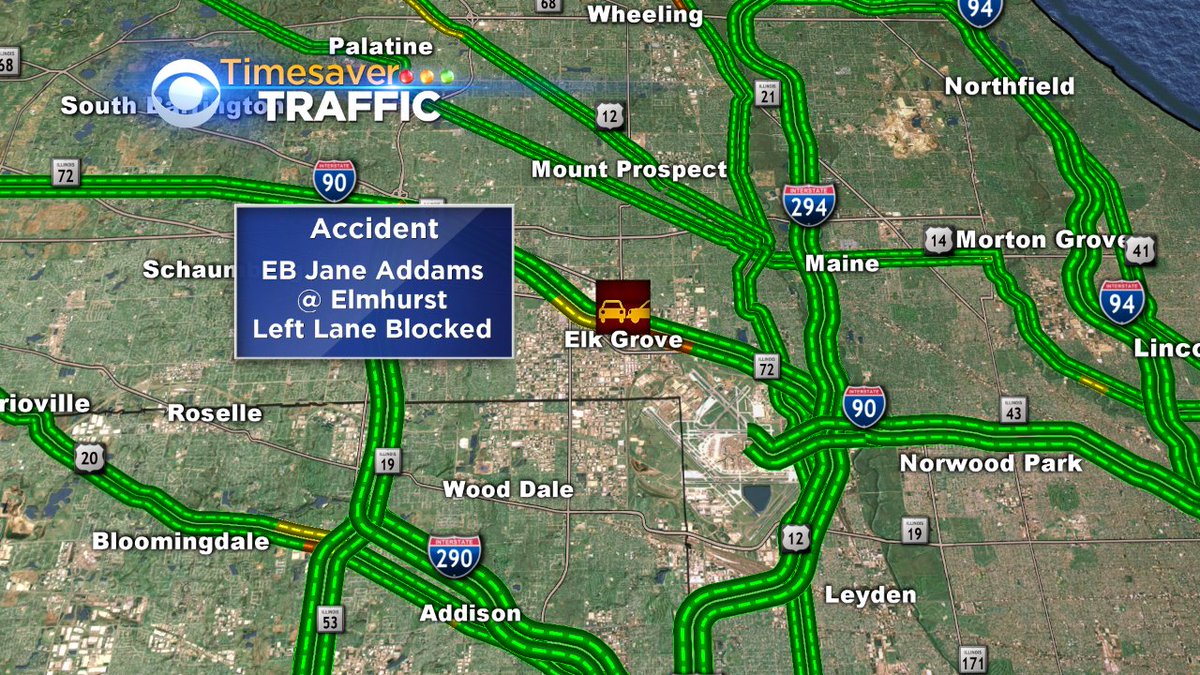 ACCIDENT on the Jane Addams Tollway near Elmhurst Left lane blocked ...
