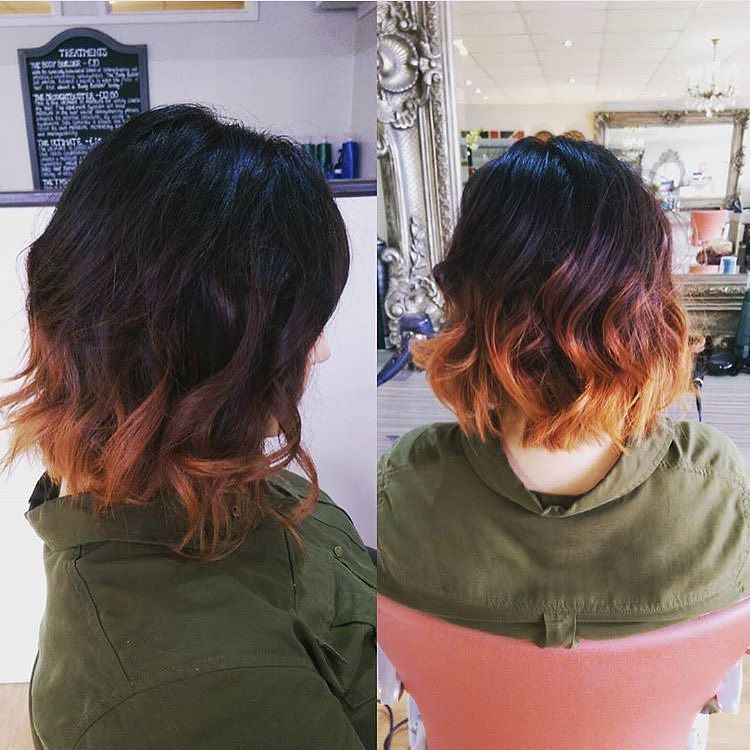 Dip Dye Hair Brown To Copper