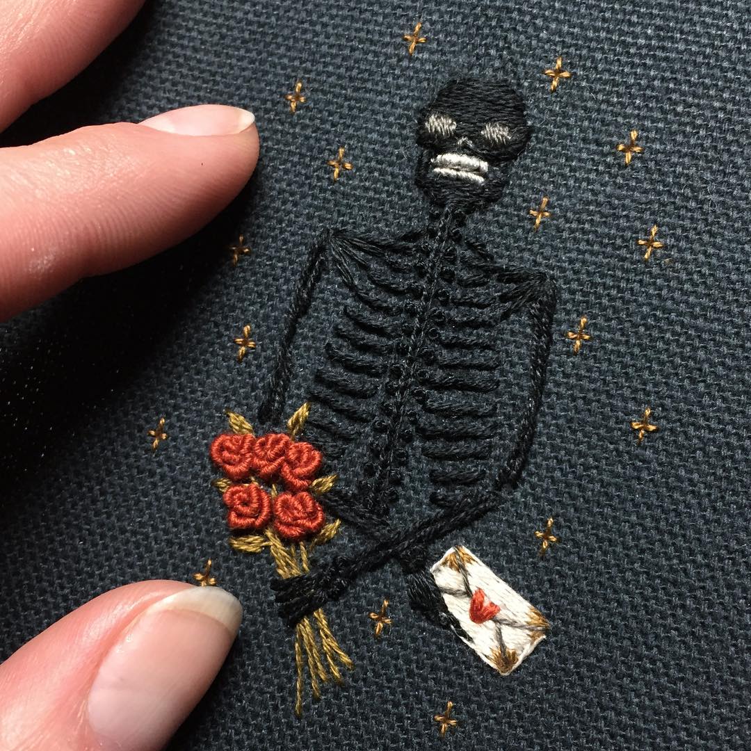 Skeleton embroidery | Embroidery inspiration, Embroidery art, Diy ...