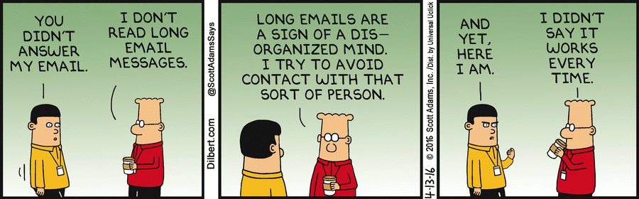 Don't Read Long Emails — Dilbert today — | Scoopnest