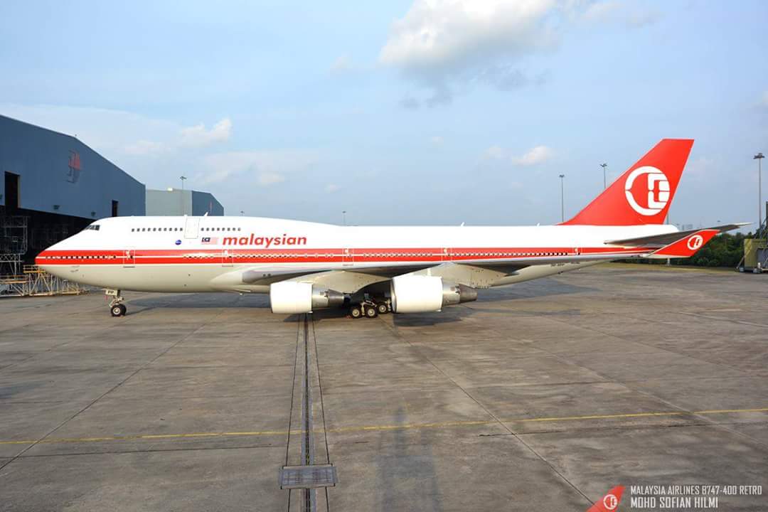 The malaysia airlines b747-400 wearing its retro livery. pictured at ...