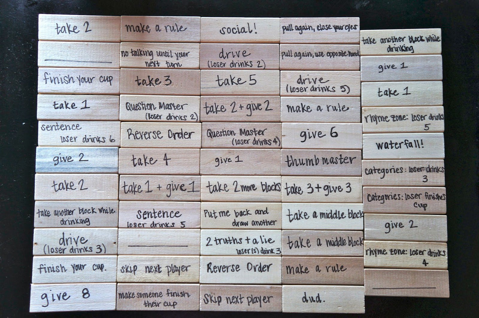 Jenga Drinking Game