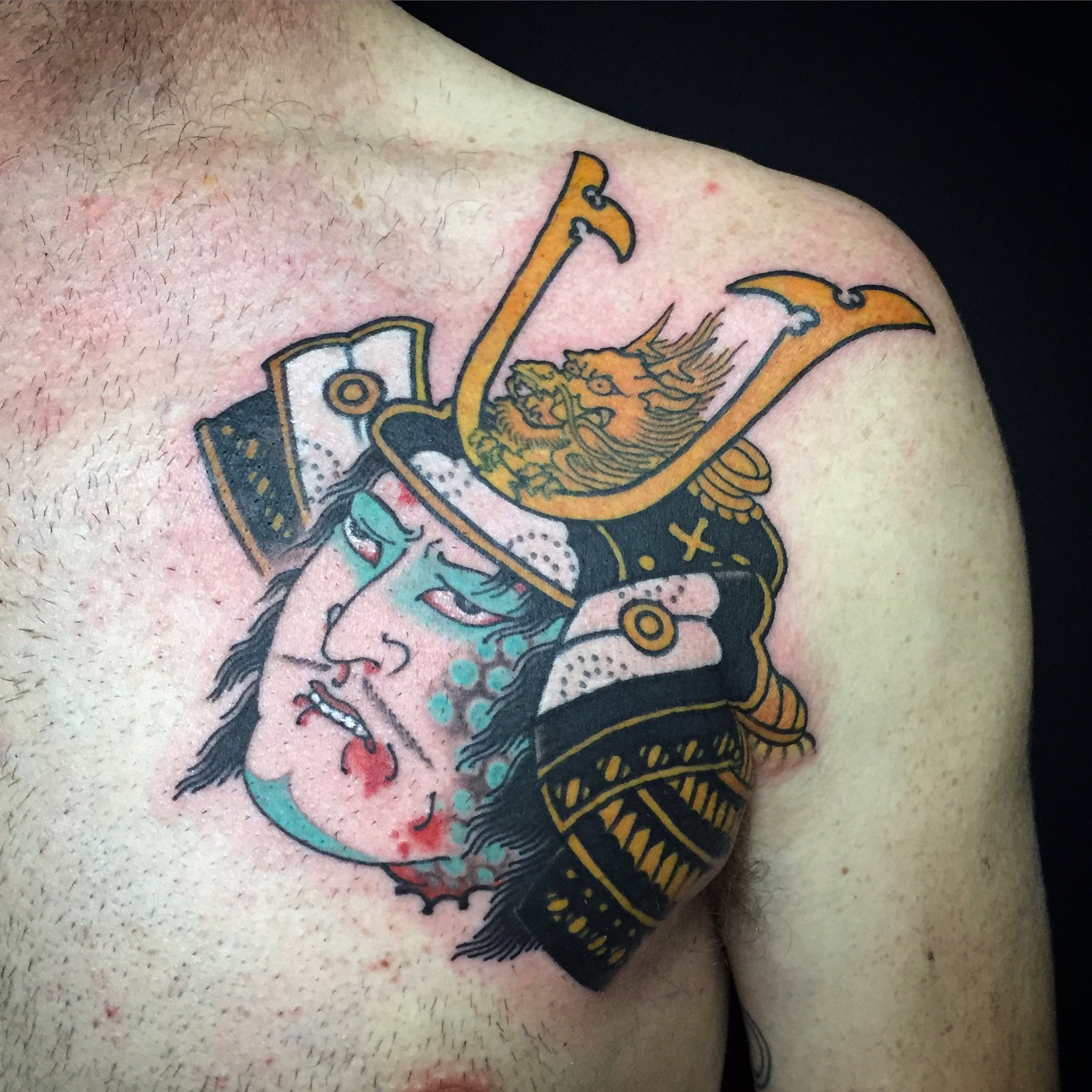 Shoulder Samurai Armor Tattoo