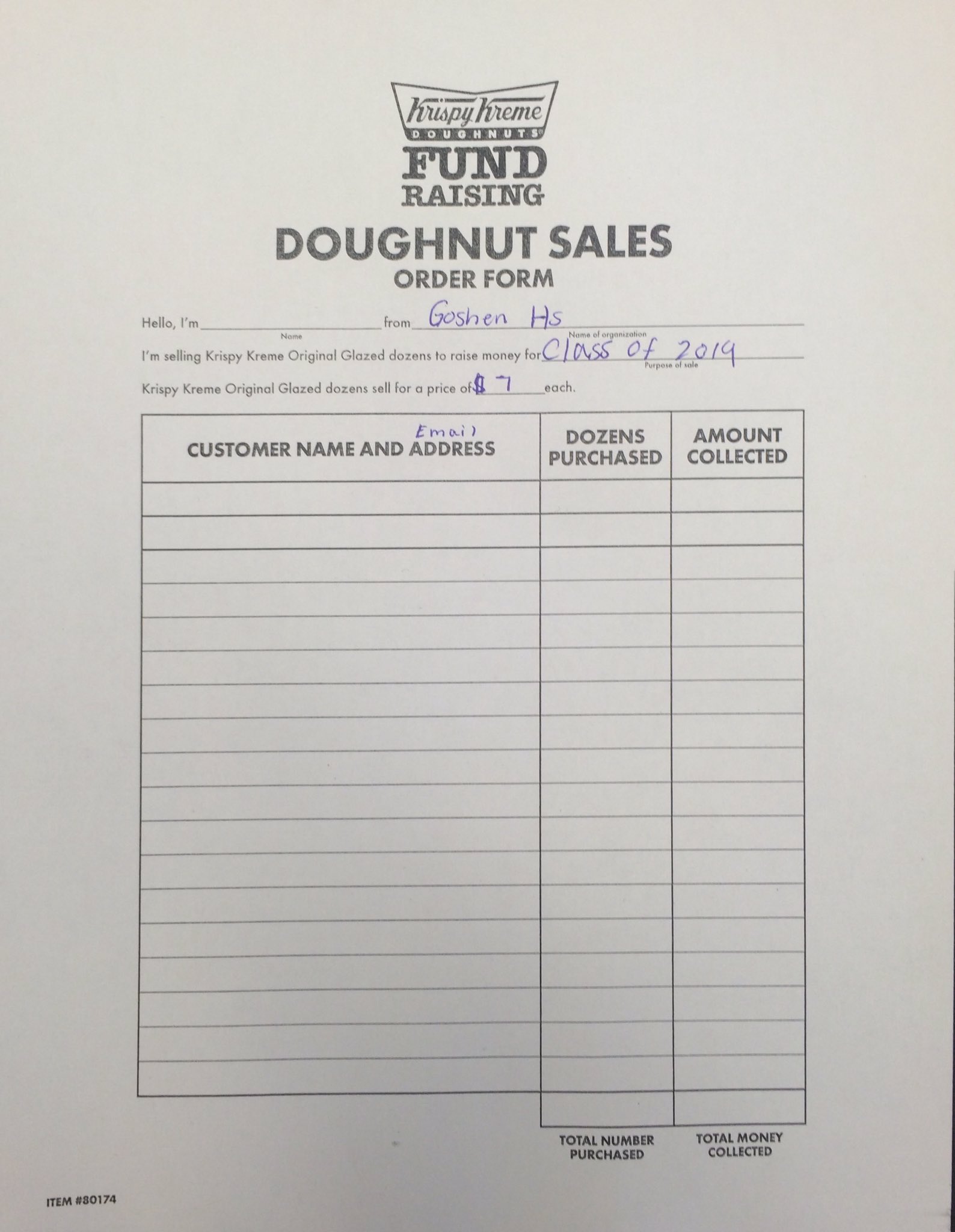 Donut Order Form Template