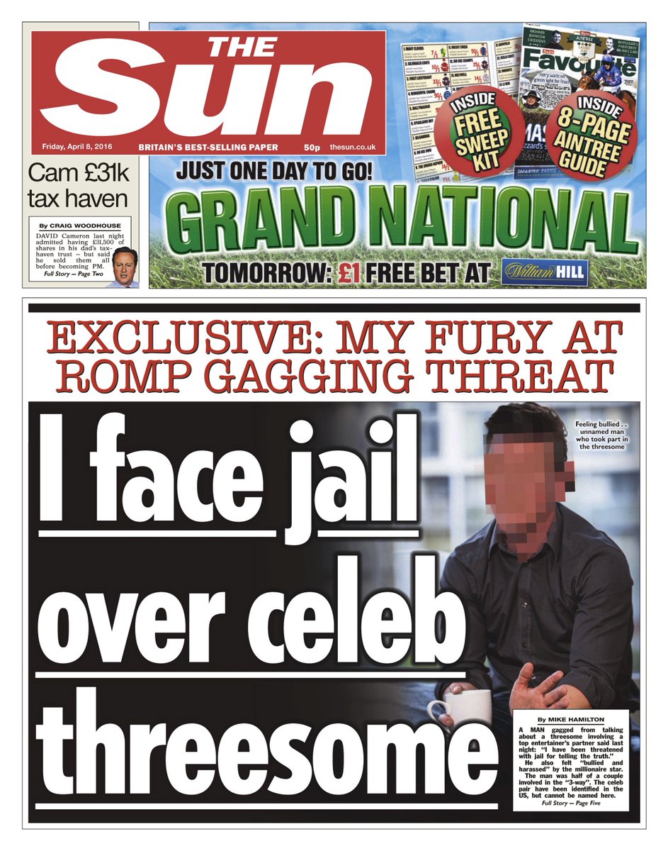 The Sun Front Page I Face Jail Over Celeb Threesome Skypapers Sky