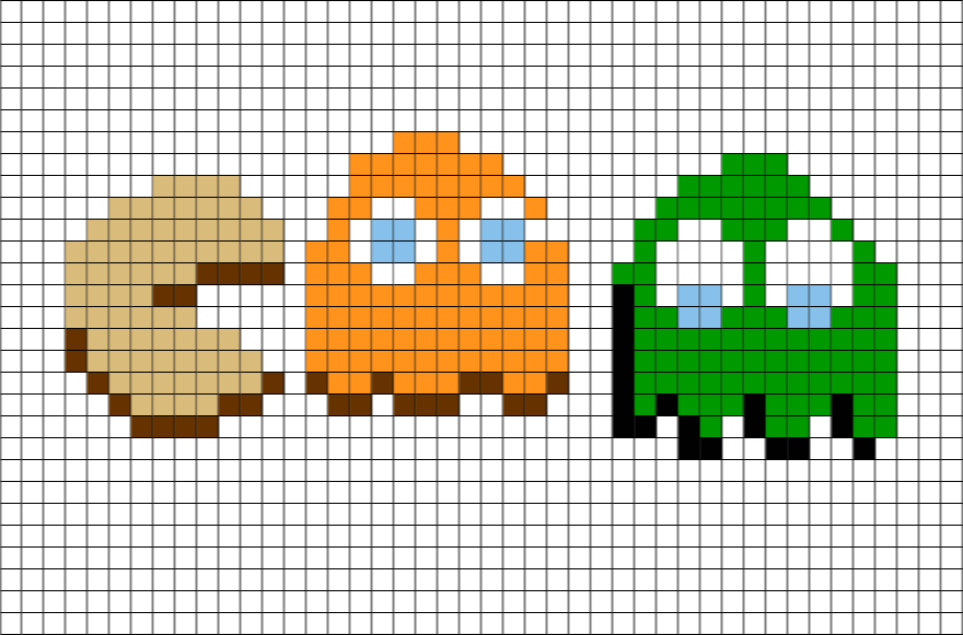 Pacman Ghost Pixel Art Template