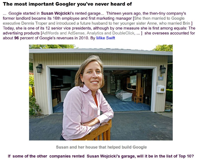 Susan Wojcicki Garage