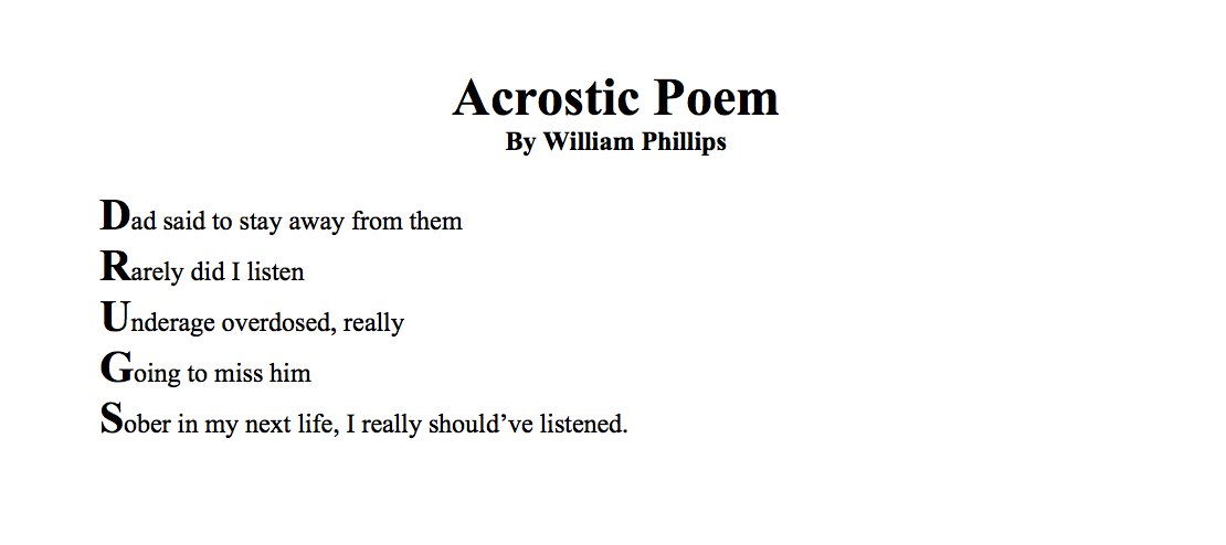 Poems About Drugs Abuse