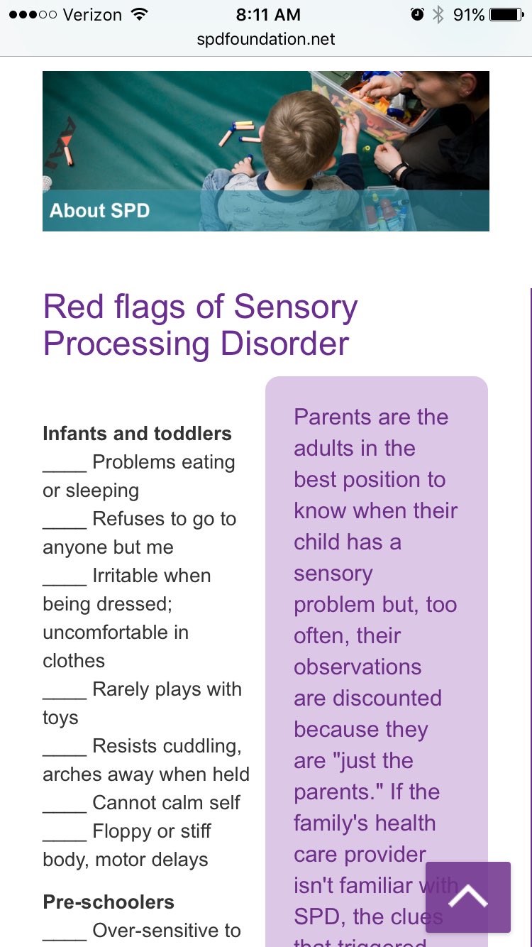Tim Conway, PhD on Twitter: "RED FLAGS! #SensoryProcessingDisorder or # ...