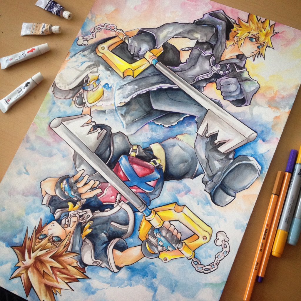 Kingdom Hearts Roxas And Sora Drawing