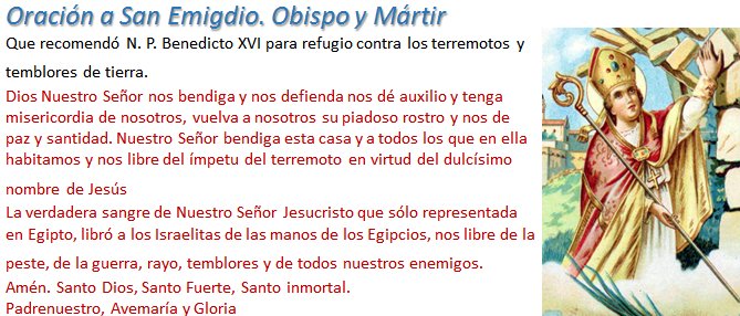 San Emigdio: Oración a San Emigdio, Protector contra Terremotos ...