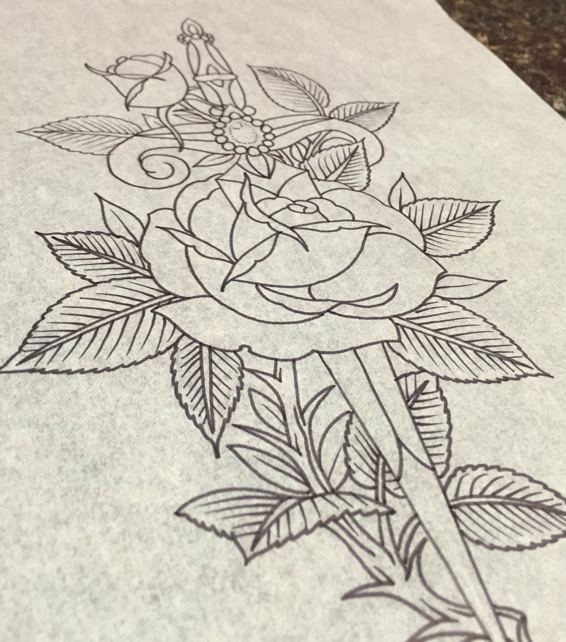 Three Roses Tattoo Outline