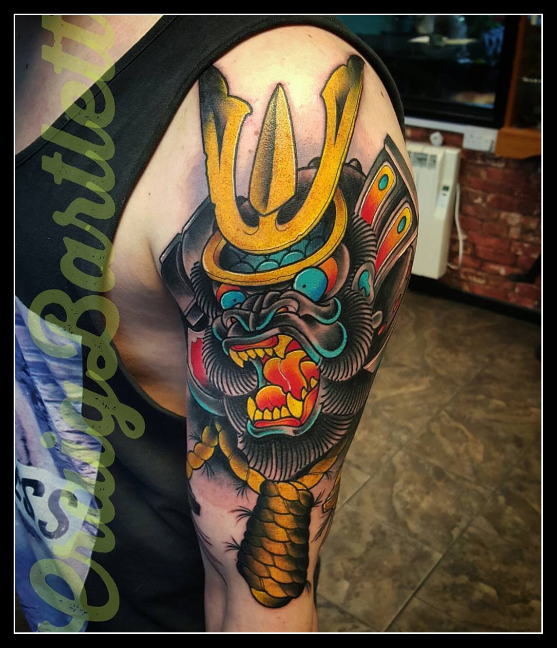 Samurai Mask Hand Tattoo