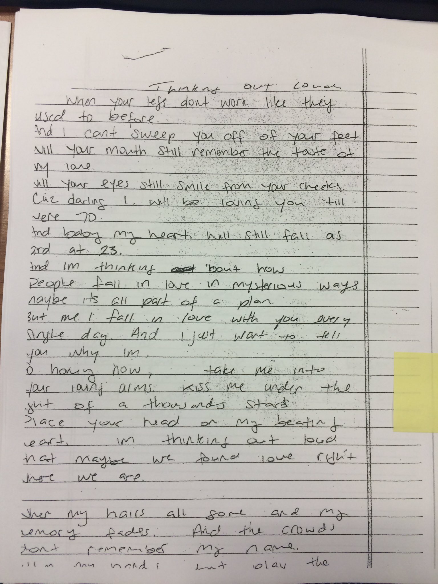 Thinking Out Loud Lyrics Cover Photo