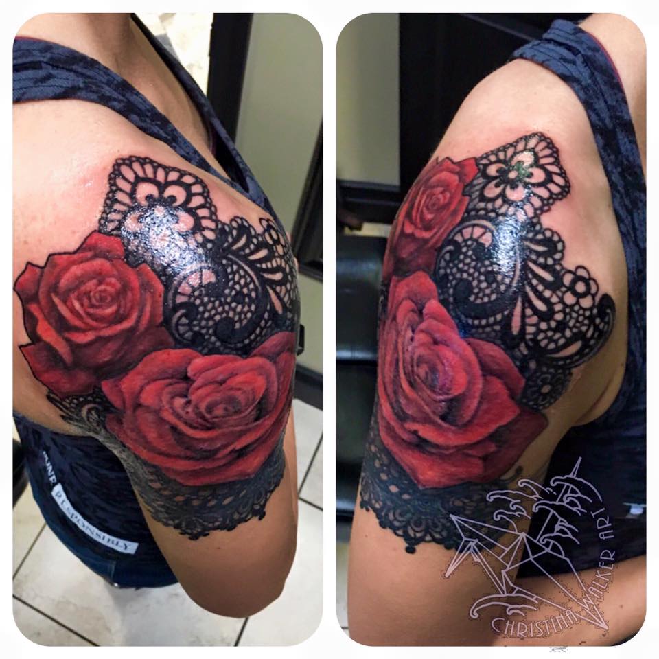 Update More Than 68 Roses With Lace Tattoo In Cdgdbentre