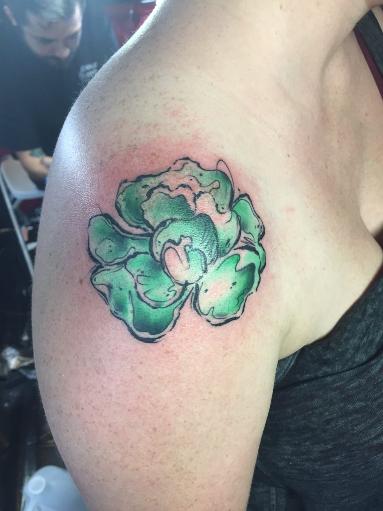 Green Carnation Flower Tattoo