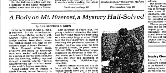 George Mallory Body Discovered