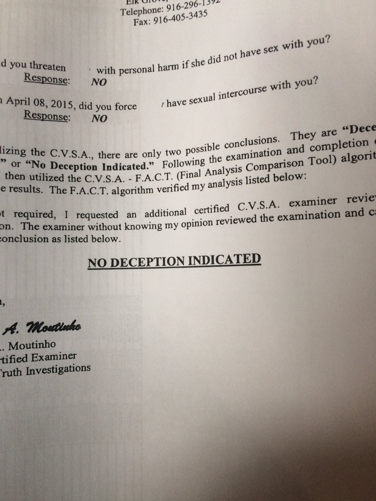 Lie Detector Test Results