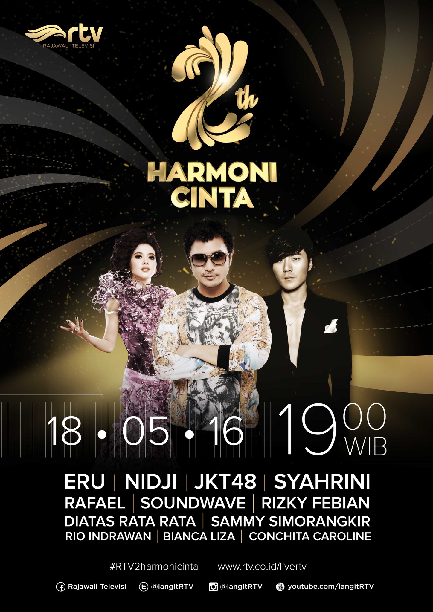 RTV on Twitter: "Acara perayaan spesial HUT RTV 2th “Harmoni Cinta” LIVE pada 18 Mei 2016 pukul ...