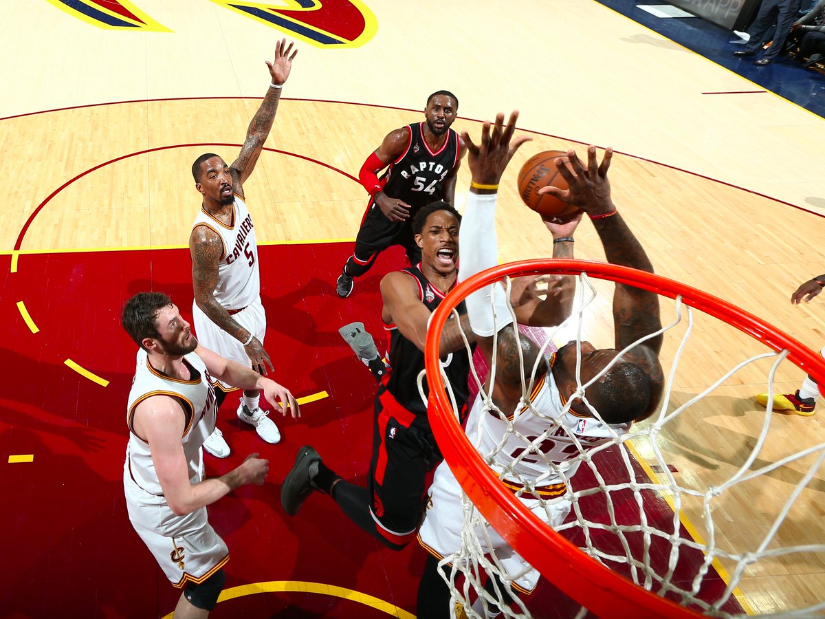 Raps down 30-28 after 1Q. DeMar w/ a game-high 10p. TO shooting 50% ...