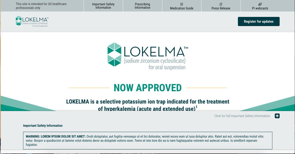 Lokelma : Screenshots of Lokelma ZS brand page in case it disappears ...