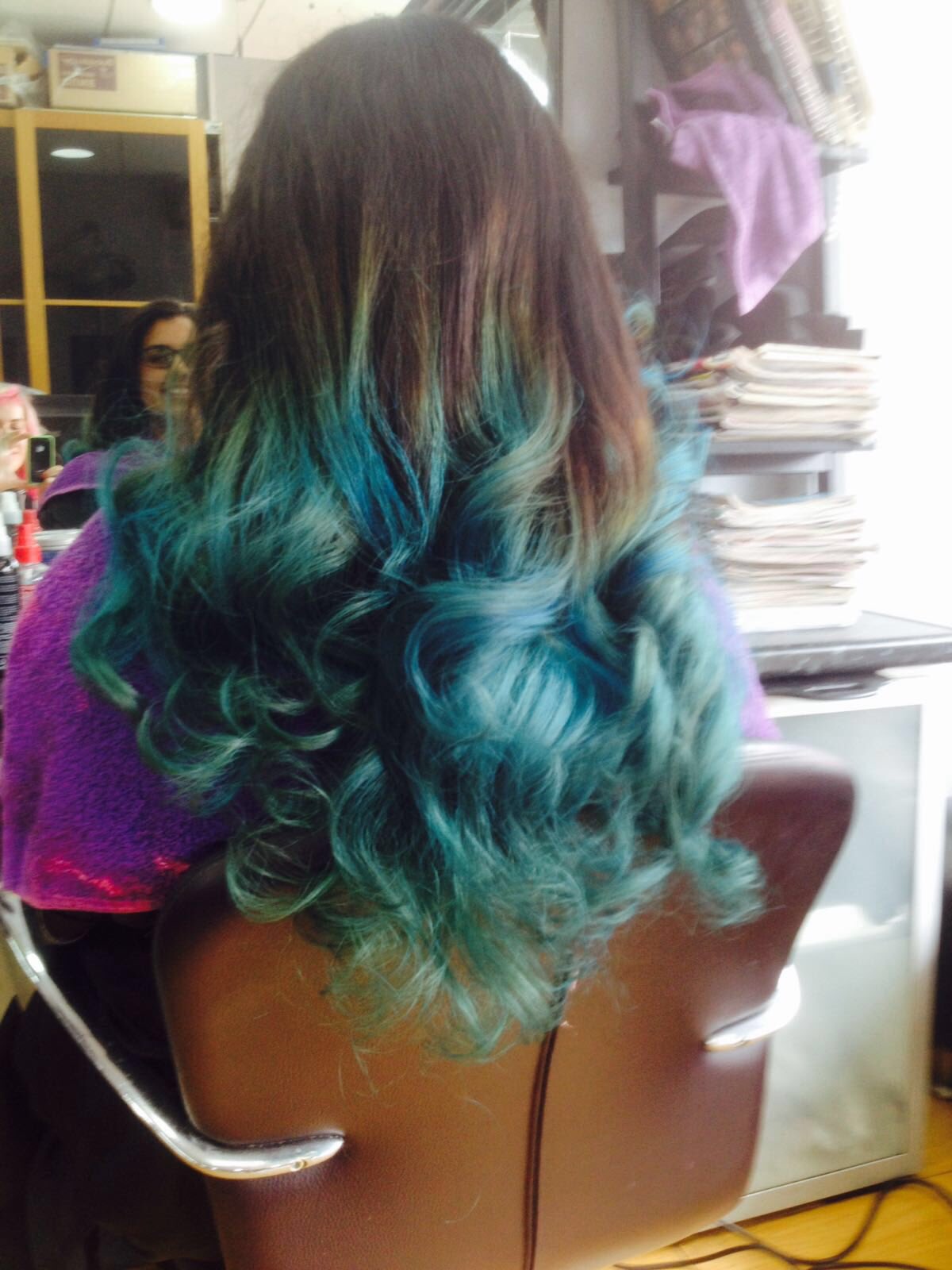 Brown Hair With Turquoise Dip Dye