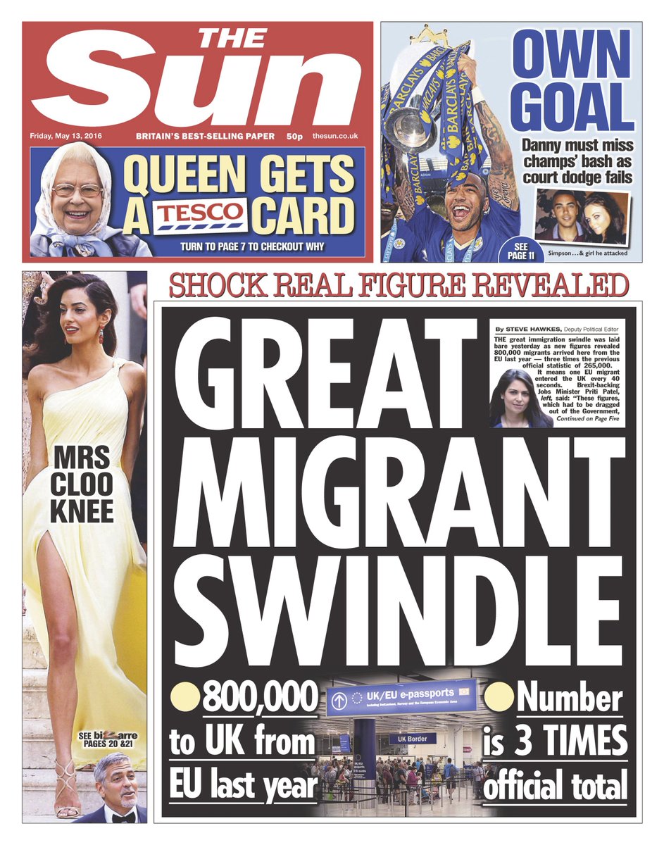 Friday's sun front page: great migrant swindle #tomorrowspaperstoday # ...
