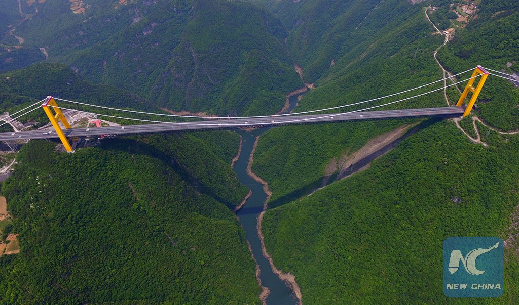 Built 560 meters up from the valley bottom, the siduhe bridge in enshi ...