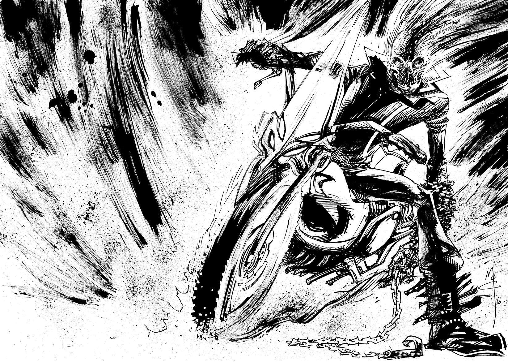 Ghost Rider Bike Drawing