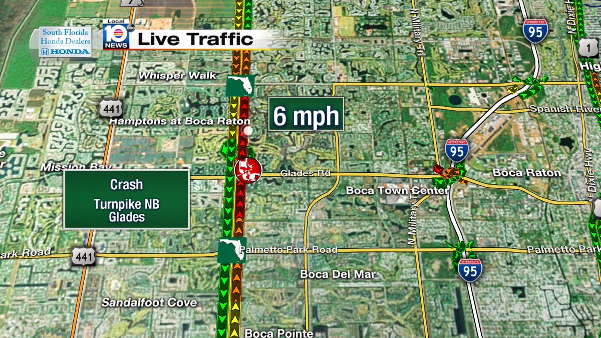 TRAFFIC ALERT Heavy Delays Turnpike NB Glades Military Trail | WPLG ...