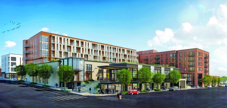 A mixed-use suburban community retail center that includes supermarket ...