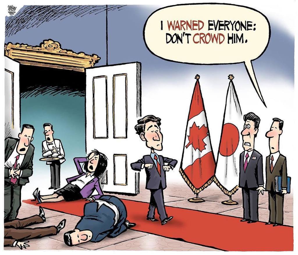 "Trudeau in Japan" is Wednesday's editorial cartoon by Theo Moudakis ...