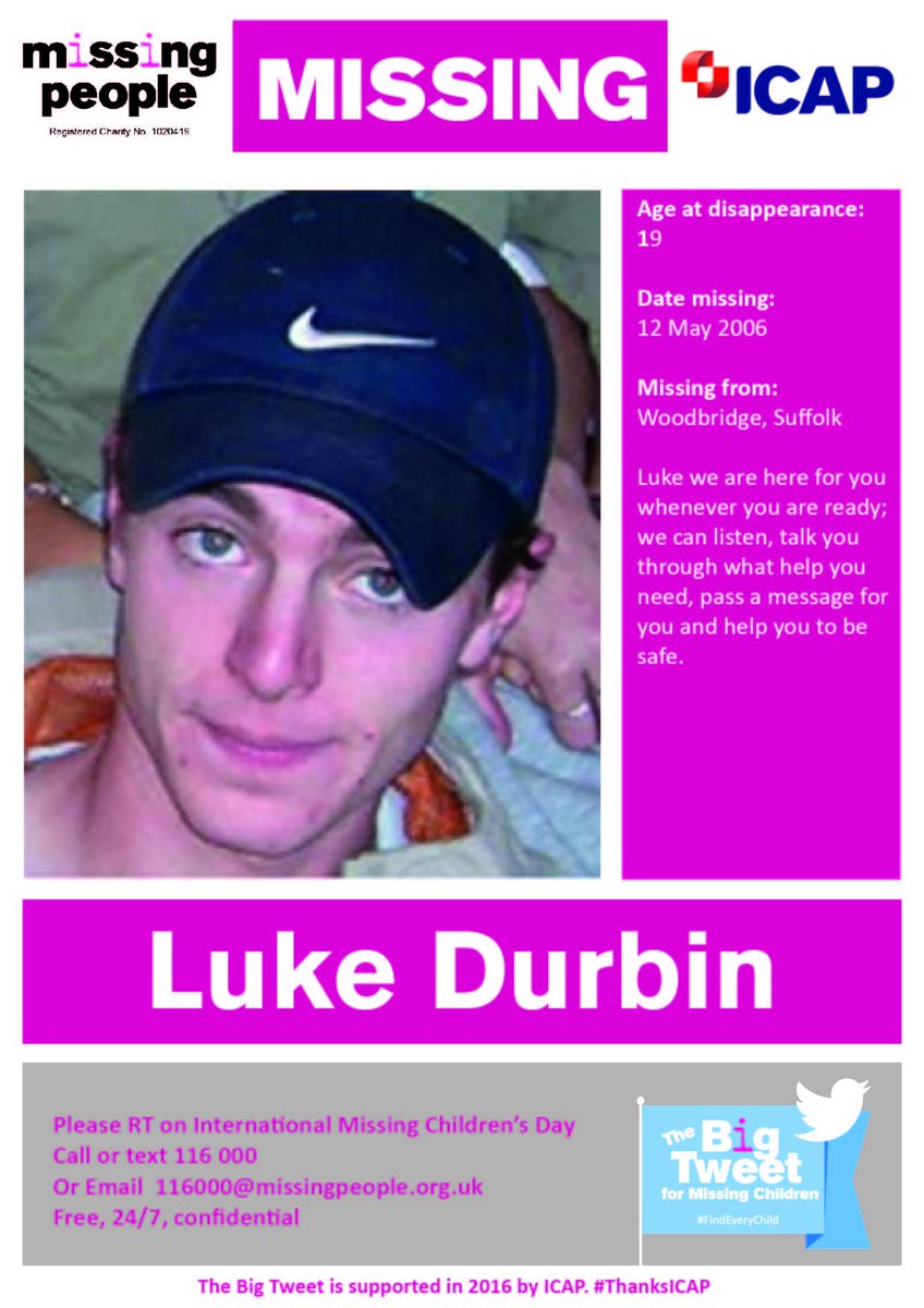 Please RT Luke went missing 10 years ago from Woodbridge TeamBigTweet ...