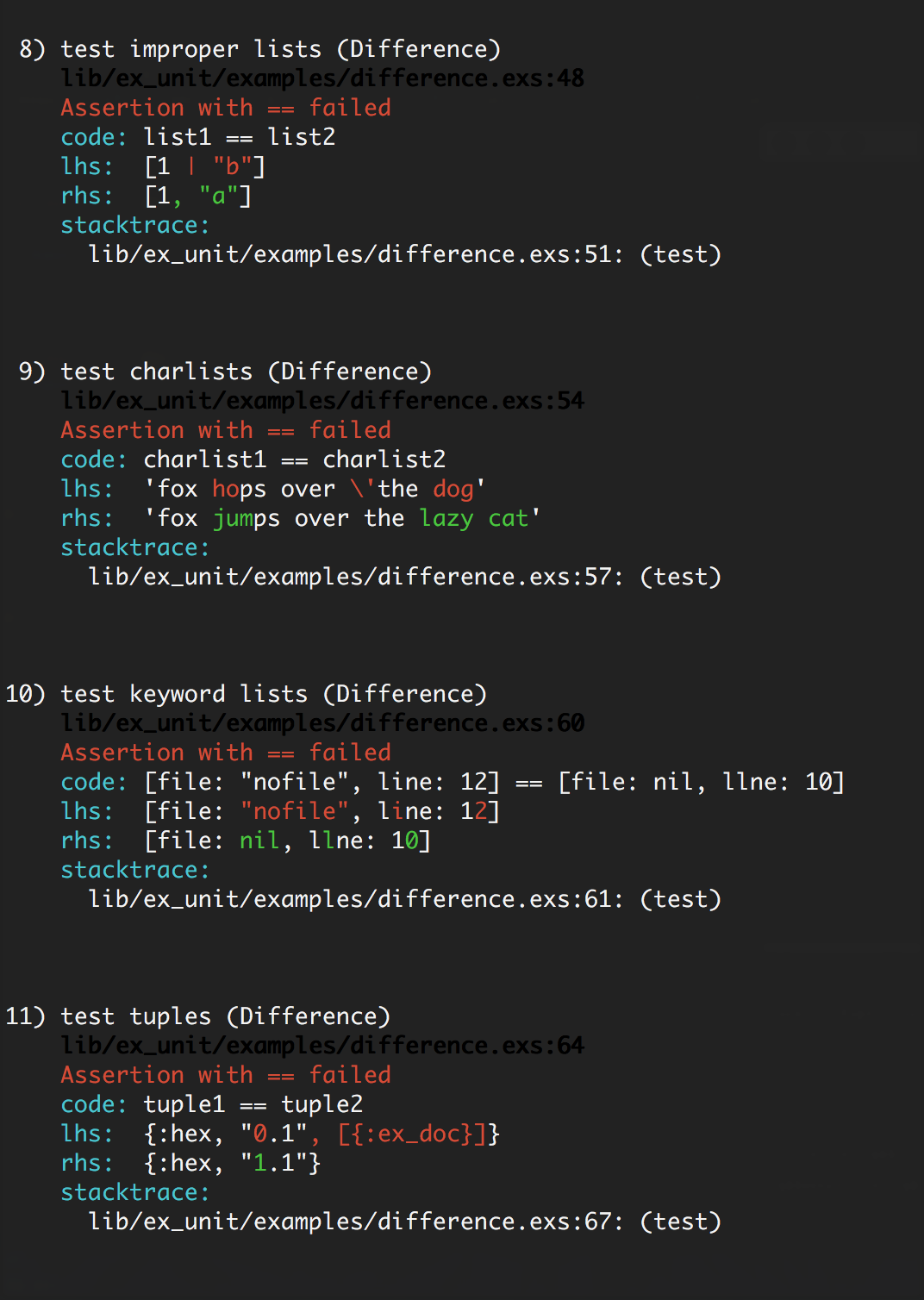The Elixir Programming Language On Twitter We Are Improving Exunit Diffs To Work Side By Side