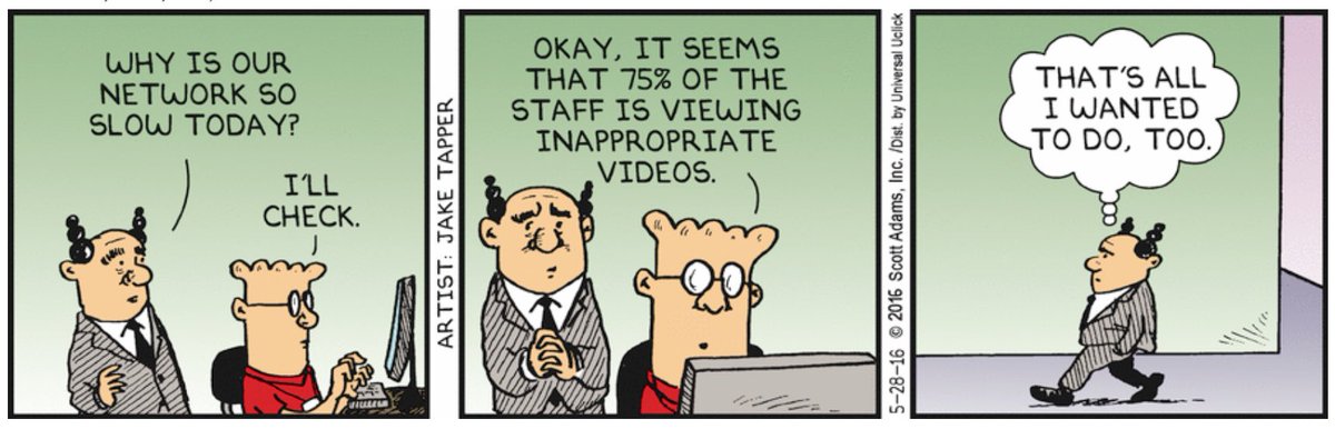 Hahaha! "why is our network slow today?" — dilbert today — - scoopnest.com