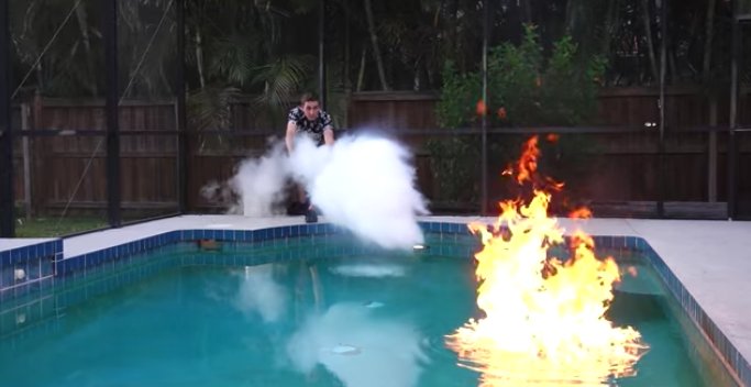 Backyard scientist sets his swimming pool on fire, then puts it out ...