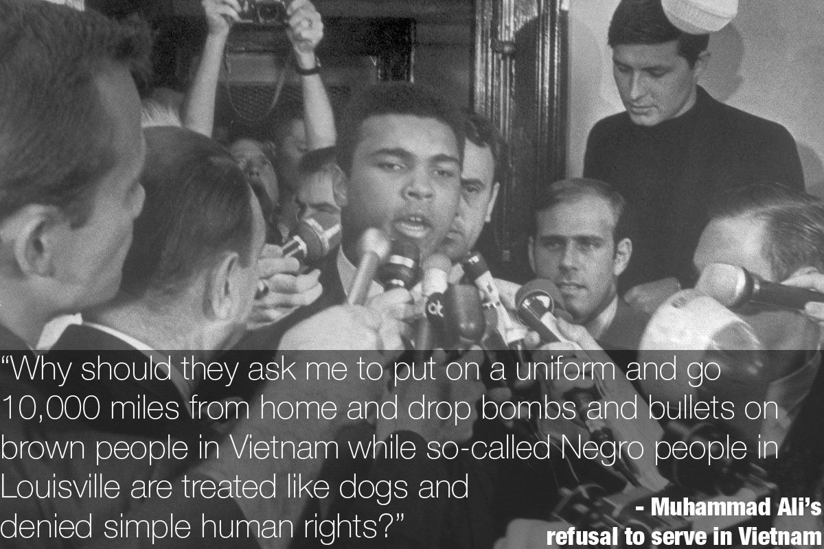 Muhammad Ali's iconic statement on why he wouldn't fight in Vietnam ...