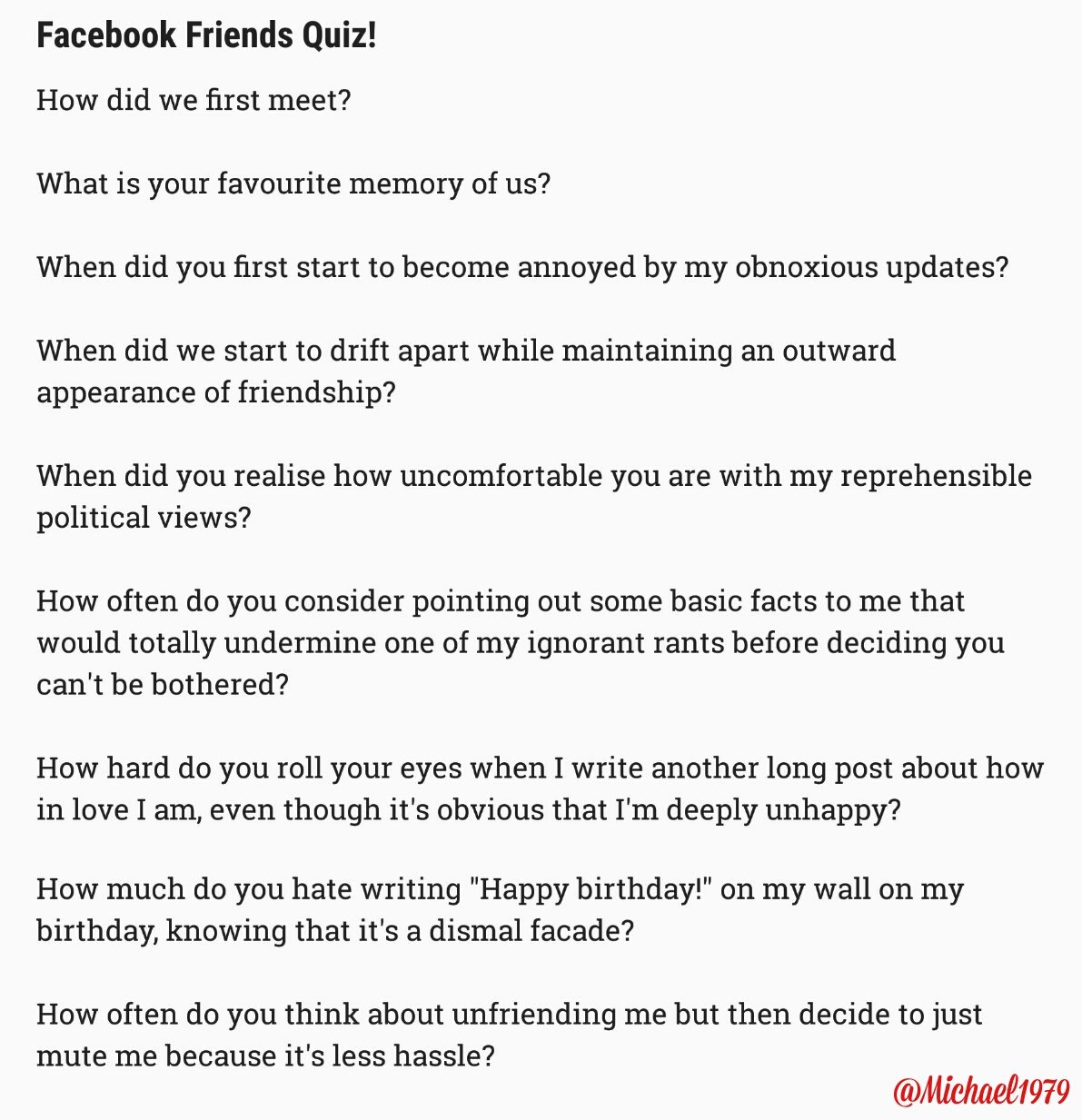 Questions About Me For Facebook