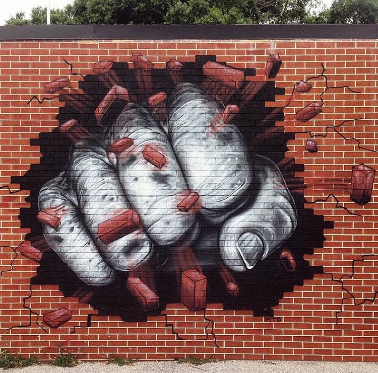 Broken Brick Wall Graffiti