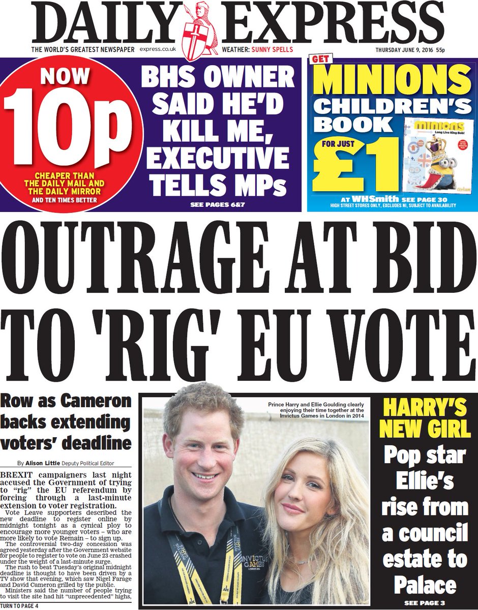 Thursday's Daily Express: "Outrage at bid to 'rig' EU vote" BBCPapers ...