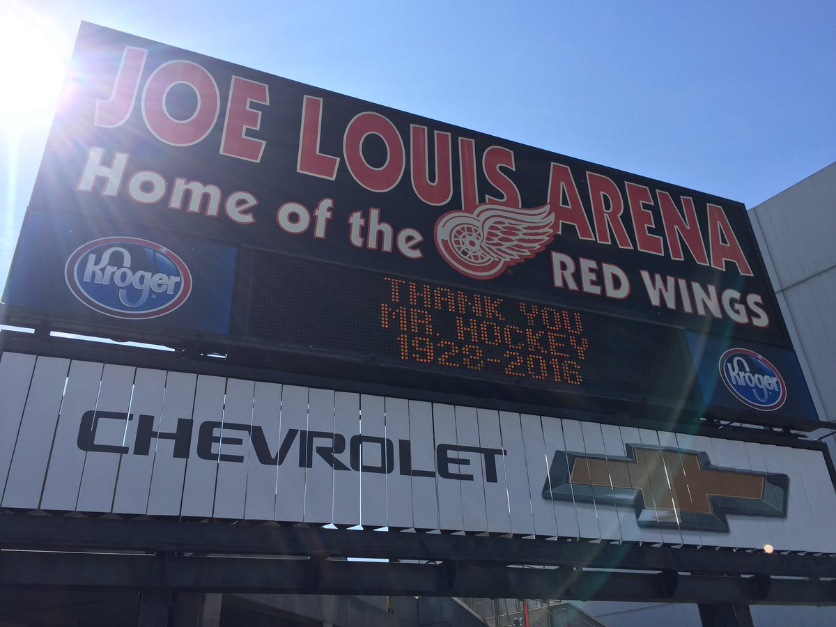 Joe Louis Arena Gordie Howe : DetroitRedWings sign Joe Louis Arena ...