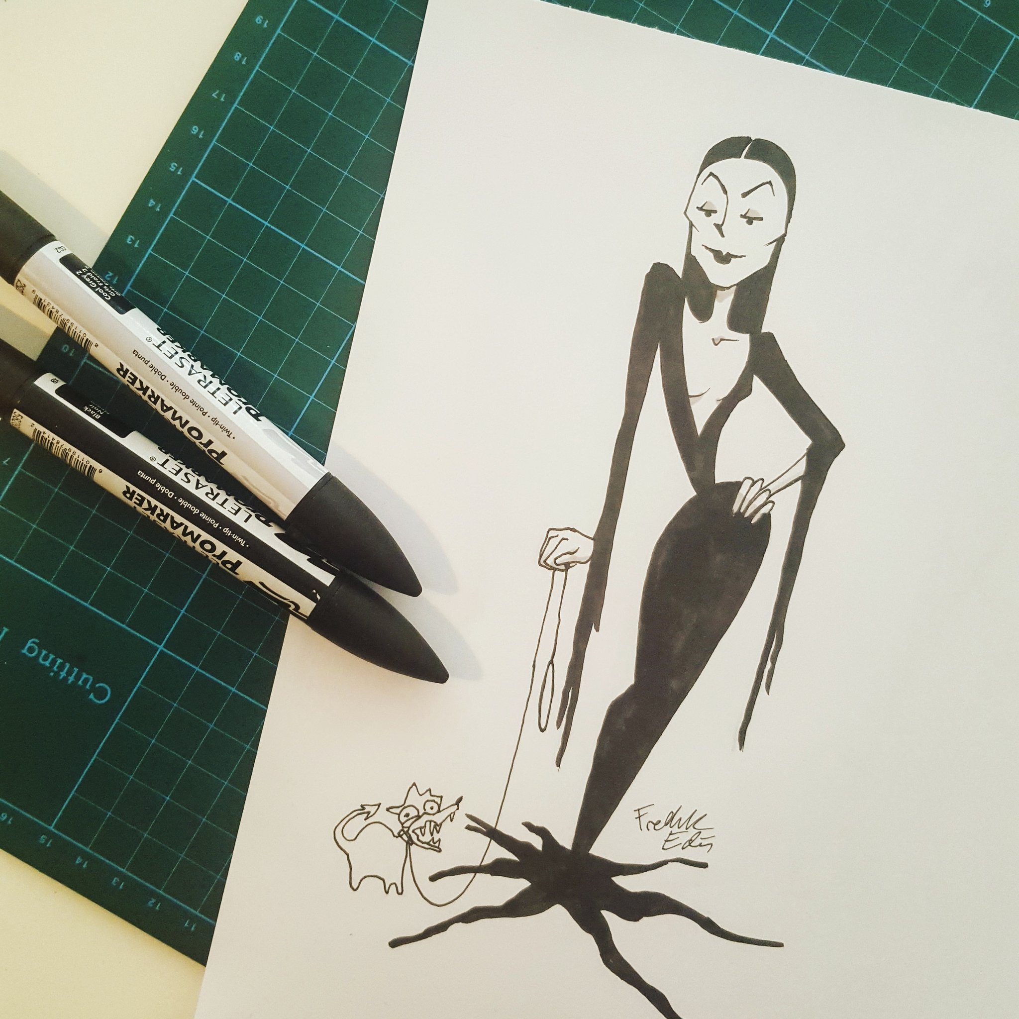 Morticia Addams Sketch | Fredrik Eden Illustration